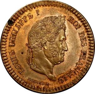 French Copper 1 Decime "Louis-Philippe I. Pattern of Domard" 1830 ...