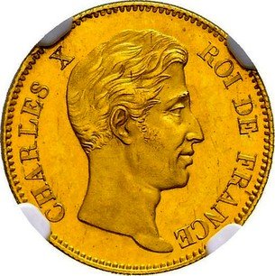 French Gold 10 Francs "Charles X. Pattern Coin" 1824 | coinscatalog.NET
