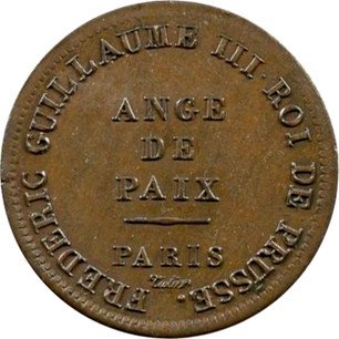 French Bronze 2 Francs "First Restoration. Prussia" 1814 X# M5 ...