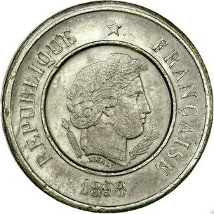 French Nickel-Silver 20 Centimes "Essai - Merley" 1898 | coinscatalog.NET