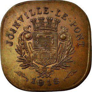 French Copper 20 Centimes "Joinville-le-Pont.Pattern" 1918 ...