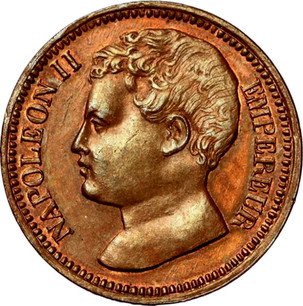 French Bronze 3 Centimes "Essai Heavy. Napoleon II" 1816 X# E7 ...