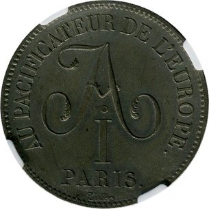 French White Metal 5 Francs "Alexander I Visit to the Paris Mint" 1814 ...