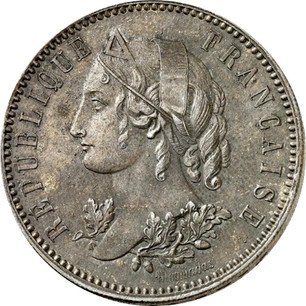 French Tin 5 Francs "Essai by Magniadas. Piedfort" 1848 | coinscatalog.NET