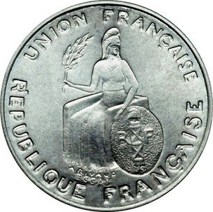 French Aluminum 50 Centimes "New Caledonia Essai. Raised Rim" 1948 KM ...