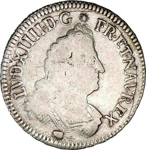 French Silver 1/2 ECU "Louis XIV" 1701-1703 | coinscatalog.NET
