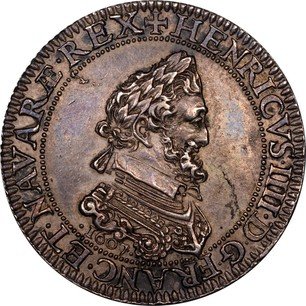 French Silver 1/2 Franc "Henri IV. Piedfort" 1607 KM# P8 | coinscatalog.NET
