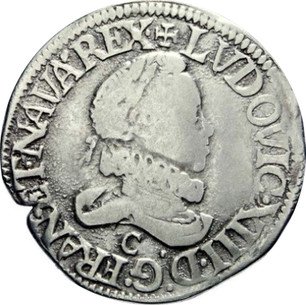 French Silver 1/2 Franc "Louis XIII. L" 1614-1615 | coinscatalog.NET