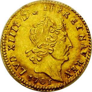 French Gold 1/2 Louis D'or "Louis XIV. Metz" 1701 KM# 332.18 ...
