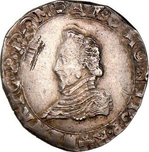 French Silver 1/2 Teston "Henry II 2nd Type" 1606-1607 | coinscatalog.NET
