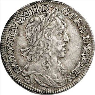 French Silver 1/4 ECU "Louis XIII 1st portrait" 1641-1642 ...