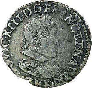 French Silver 1/4 Franc "Louis XIII- M." 1635-1641 | coinscatalog.NET