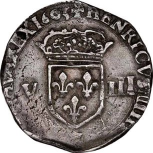 French Silver 1/8 ECU "Henry IV 2nd Type. King's Title Around Shield ...