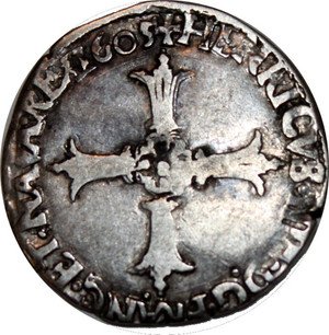 French Silver 1/8 ECU "Henry IV Foliated Cross" 1590-1610 ...