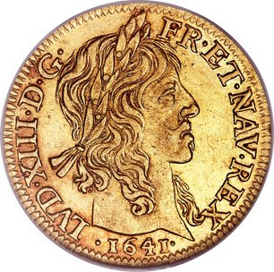 French Gold 1 Louis D'or "Louis XIII" 1640-1643 | coinscatalog.NET
