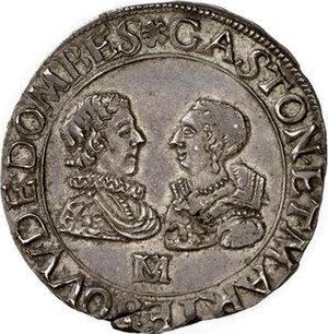 French Silver 1 Teston "Gaston and Mary Posthumous" 1629 | coinscatalog.NET