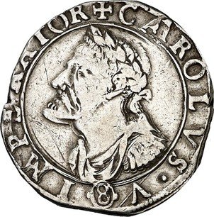 French Silver 1 Teston "Immobilization in the name of Charles V ...