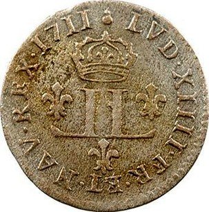 French Billon 15 Deniers "Louis XIV. Cross" 1710-1713 | coinscatalog.NET