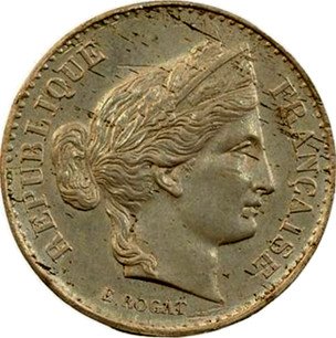 Lata francesa de 20 francos "Essai by Rogat" 1848 | coinscatalog.NET