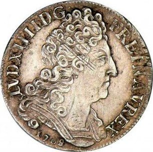 French Silver 20 Sols "Louis XIV" 1707-1709 | coinscatalog.NET