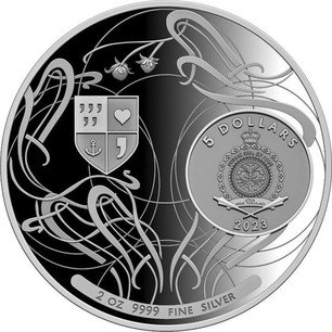 Niuean 2 Oz Silver 5 Dollars "Charles III Justice" 2023 | coinscatalog.NET