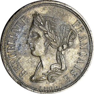French Tin 5 Francs "Essai by Boivin. Piedfort" 1848 | coinscatalog.NET