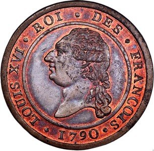 French Bronze Six Deniers "Louis XVII - Essai" 1790 | coinscatalog.NET