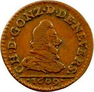 French Copper Denier Tournois "Charles I. 1st Type" 1608-1610 ...