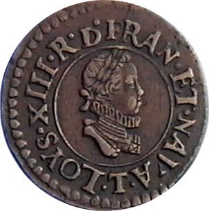 French Copper Denier Tournois "Louis XIII Nantes. 1st Type" 1610-1614 ...