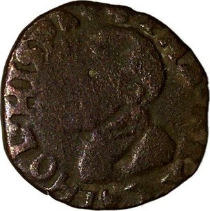 French Copper Double Denier "In the Name of Philip II" 1591-1607 ...