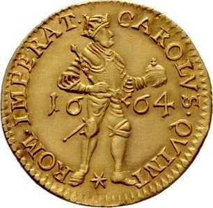 French Gold Double Pistole "Immobilization in the name of Charles V ...