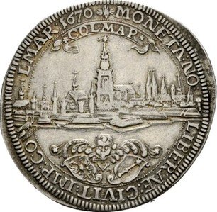 French Silver Double Thaler "Leopold I. City of Colmar" 1670 KM# 23 ...