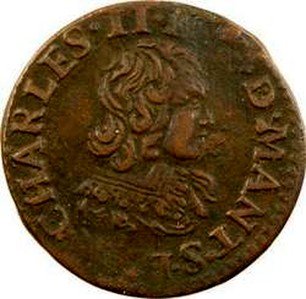 French Copper Double Tournois "Charles II 23rd type" 1642-1643 ...