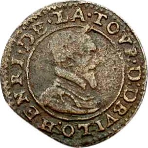 French Copper Double Tournois "Henry 4th Type" 1603 | coinscatalog.NET
