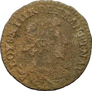 French Copper Double Tournois "Louis XIII Paris Mint. 7th Type" 1629 ...