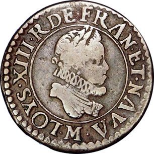 French Copper Double Tournois "Louis XIII. Toulouse" 1611-1612 ...