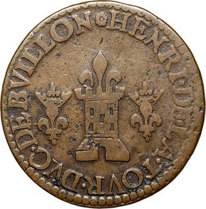 French Copper Liard Tournois "Henry" 1615 | coinscatalog.NET