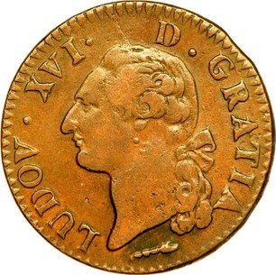 French Copper Sol "Louis XVI by Bearn" 1779-1791 | coinscatalog.NET