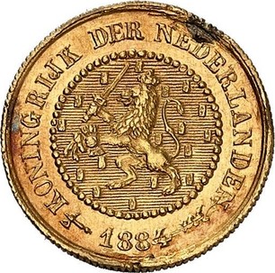 Dutch Gold 1/2 Cent "Willem III Pattern" 1884 | coinscatalog.NET