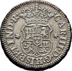 Mexican 1/20 Oz Silver 1/2 Real "Carolus III" 1760-1771 KM# 68 ...