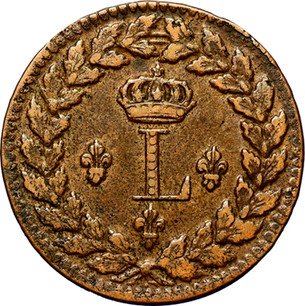 French Bronze 1 Decime "Louis XVIII. Light" 1815 KM# 701a ...