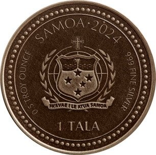 Samoan 1/2 Oz Silver 1 Tala "Year of the Dragon. Antique" 2023 ...