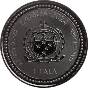 Samoan 1/2 Oz Silver 1 Tala "Year of the Dragon. Black Rhodium" 2023 ...