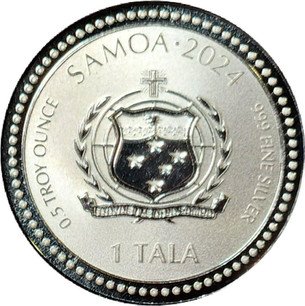 1 Tala Samoana de Plata de 1/2 Oz "Año del Dragón" 2024 | coinscatalog.NET