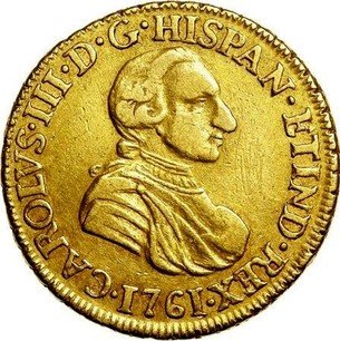 Mexican Gold 2 Escudos "Carolus III" 1760-1761 KM# 128 | coinscatalog.NET