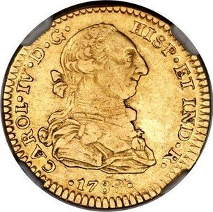 Mexican Gold 2 Escudos "Charles IV" 1789-1790 KM# 131 | coinscatalog.NET