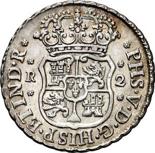 Mexican Silver 2 Reales "Philip V" 1742-1750 KM# 85 | coinscatalog.NET