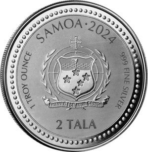 Samoano 1 Oz Plata 2 Tala "Año del Dragón. Rodio Negro" 2023 ...