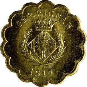French Brass 25 Centimes "Perpignan. Pattern" 1917-1924 | coinscatalog.NET