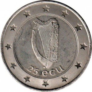 Irish 25 ECU "Cat and Harp" 1995 | coinscatalog.NET
